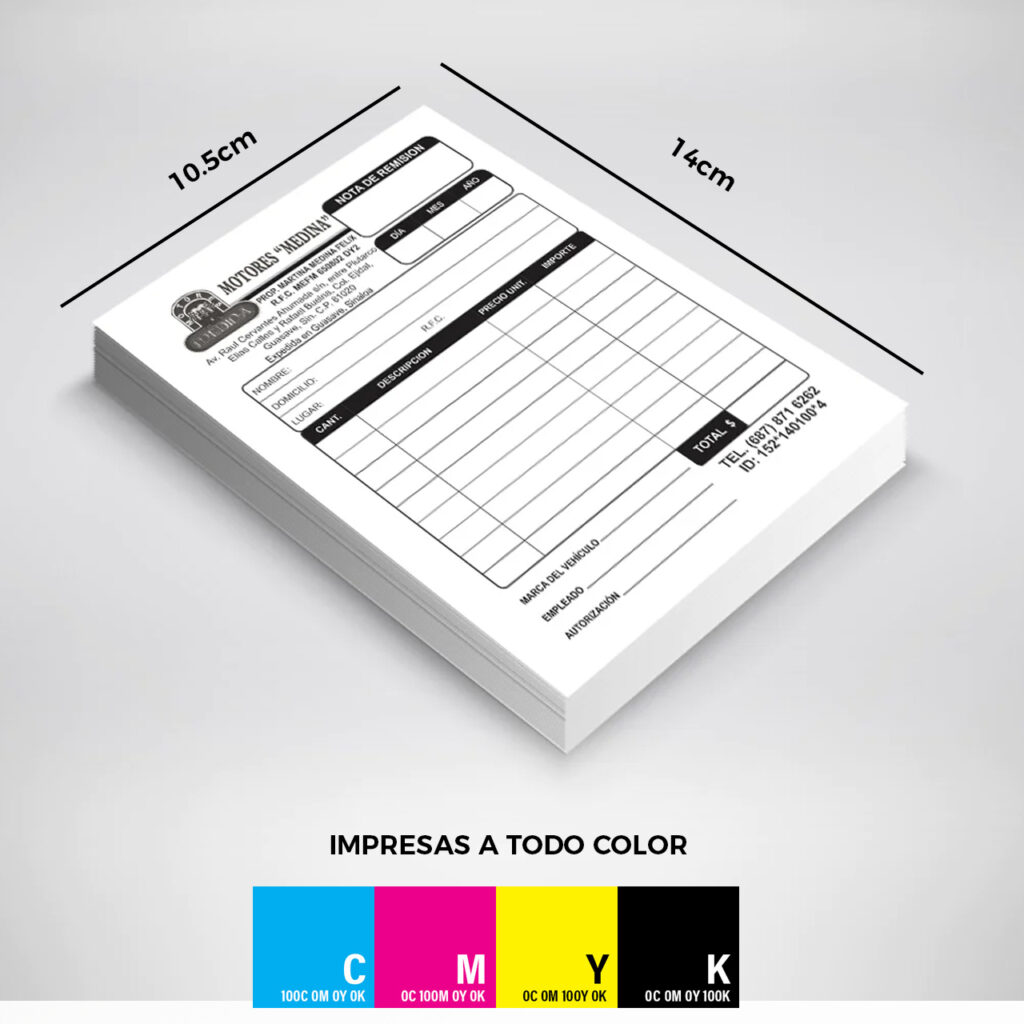 Notas de remisión 1/4 de carta (500 piezas)